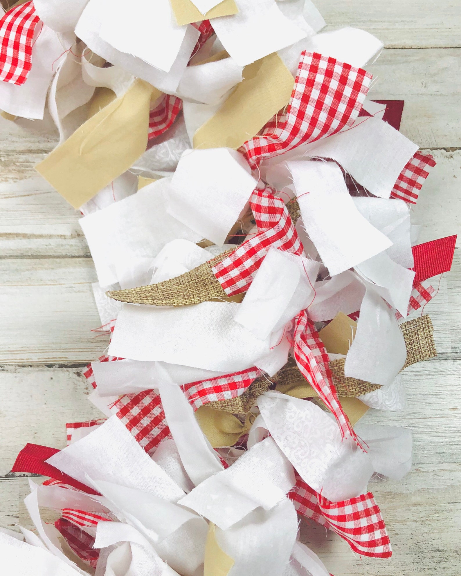 Red Gingham Fabric Garland Mantel Decor, Country Farmers Market Buffalo ...
