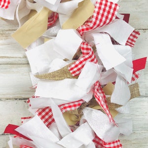 Red Gingham Fabric Garland Mantel Decor, Country Farmers Market Buffalo ...
