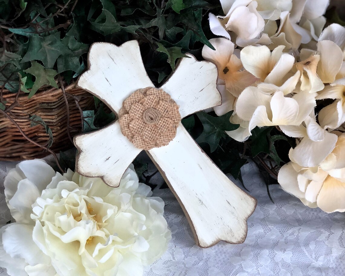 Rustic Distressed Wooden Wall Cross Antique White & Brown - Etsy