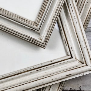 Rustic Picture Frame Set, Antique White & Brown Distressed Wood Frames ...