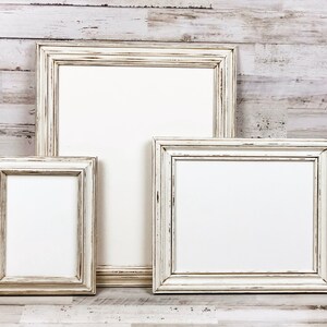 Rustic Picture Frame Set, Antique White & Brown Distressed Wood Frames ...