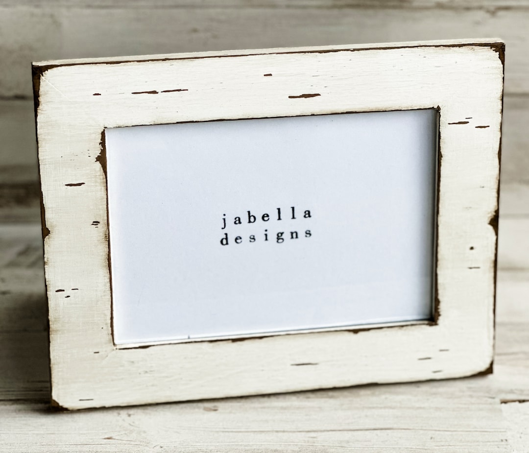 Rustic Farmhouse Wood Picture Frame, Antique White & Brown Photo Frames ...