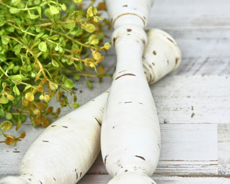 Rustic Farmhouse Distressed Wood Candlesticks Antique White & | Etsy