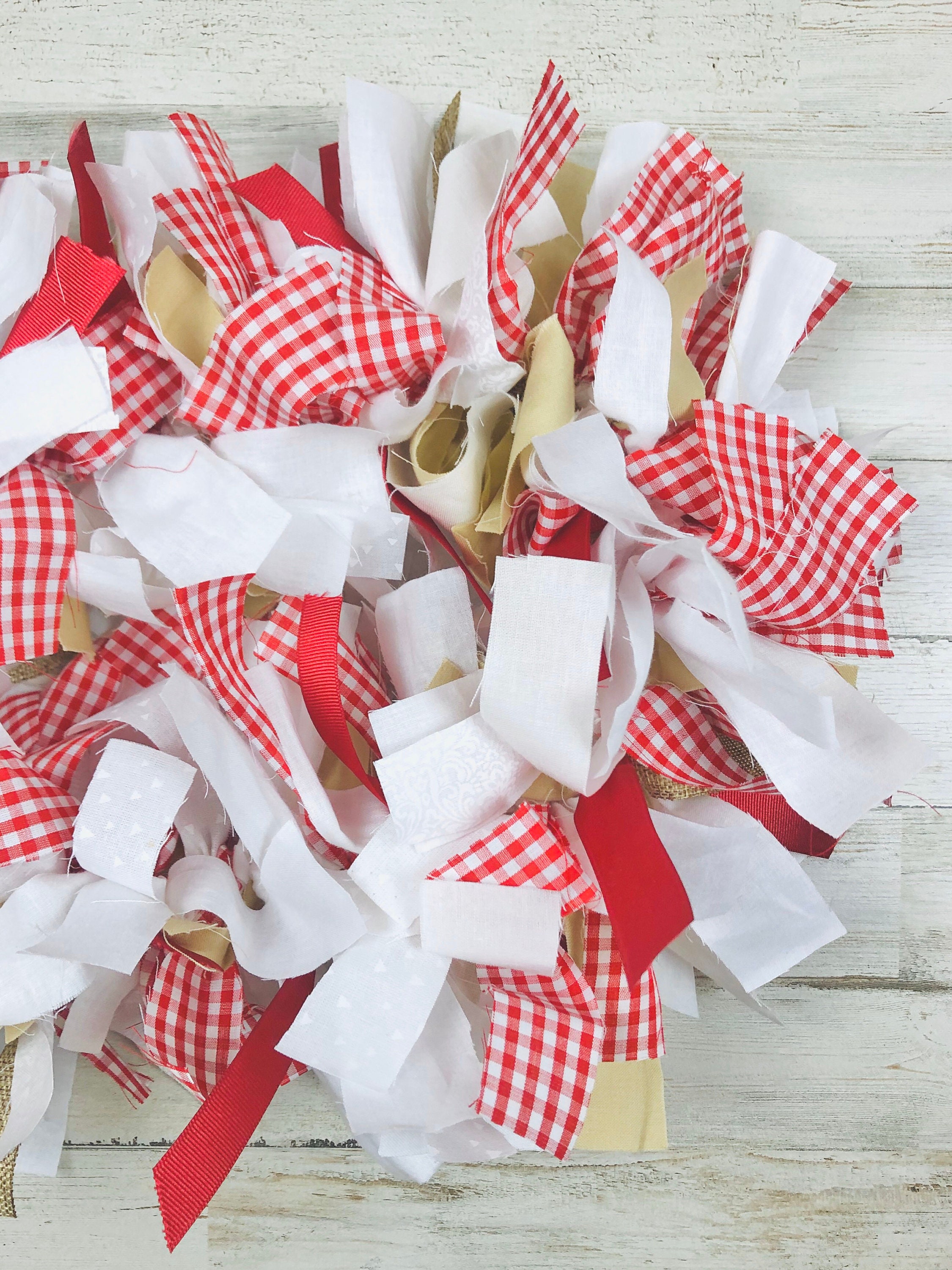 Red Gingham Fabric Garland Mantel Decor, Country Farmers Market Buffalo ...