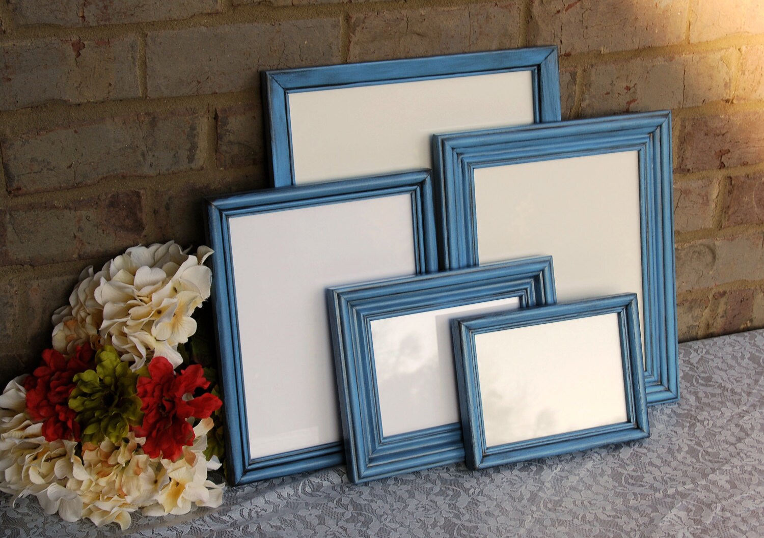 Navy Blue Wood Picture Frame Set Wooden Vintage Photo Frames - Etsy