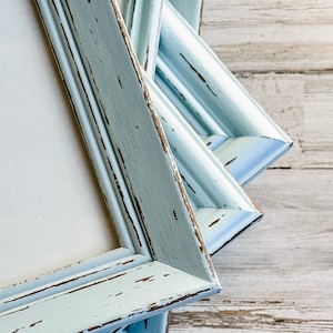 Coastal Sky Blue Wood Picture Frame Set, Distressed Wooden Photo Frames ...