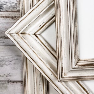 Rustic Picture Frame Set, Antique White & Brown Distressed Wood Frames ...