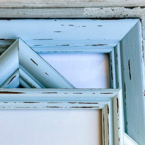 Coastal Sky Blue Wood Picture Frame Set, Distressed Wooden Photo Frames ...