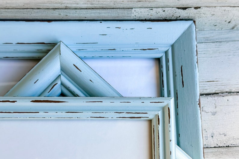 Coastal Sky Blue Wood Picture Frame Set, Distressed Wooden Photo Frames ...