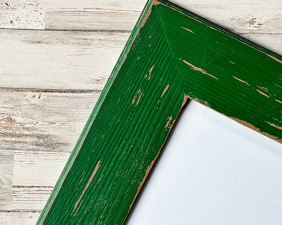 Distressed Forest Green Wood Picture Frame Modern Farmhouse - Etsy