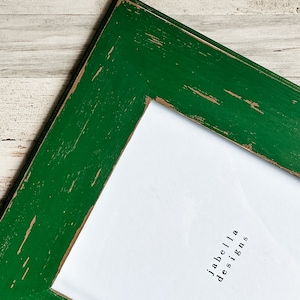 Distressed Forest Green Wood Picture Frame, Modern Farmhouse Wooden ...