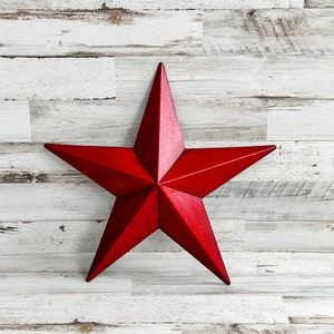Red Hand-painted Metal Star, Patriotic Entryway Wall Collage Decor ...