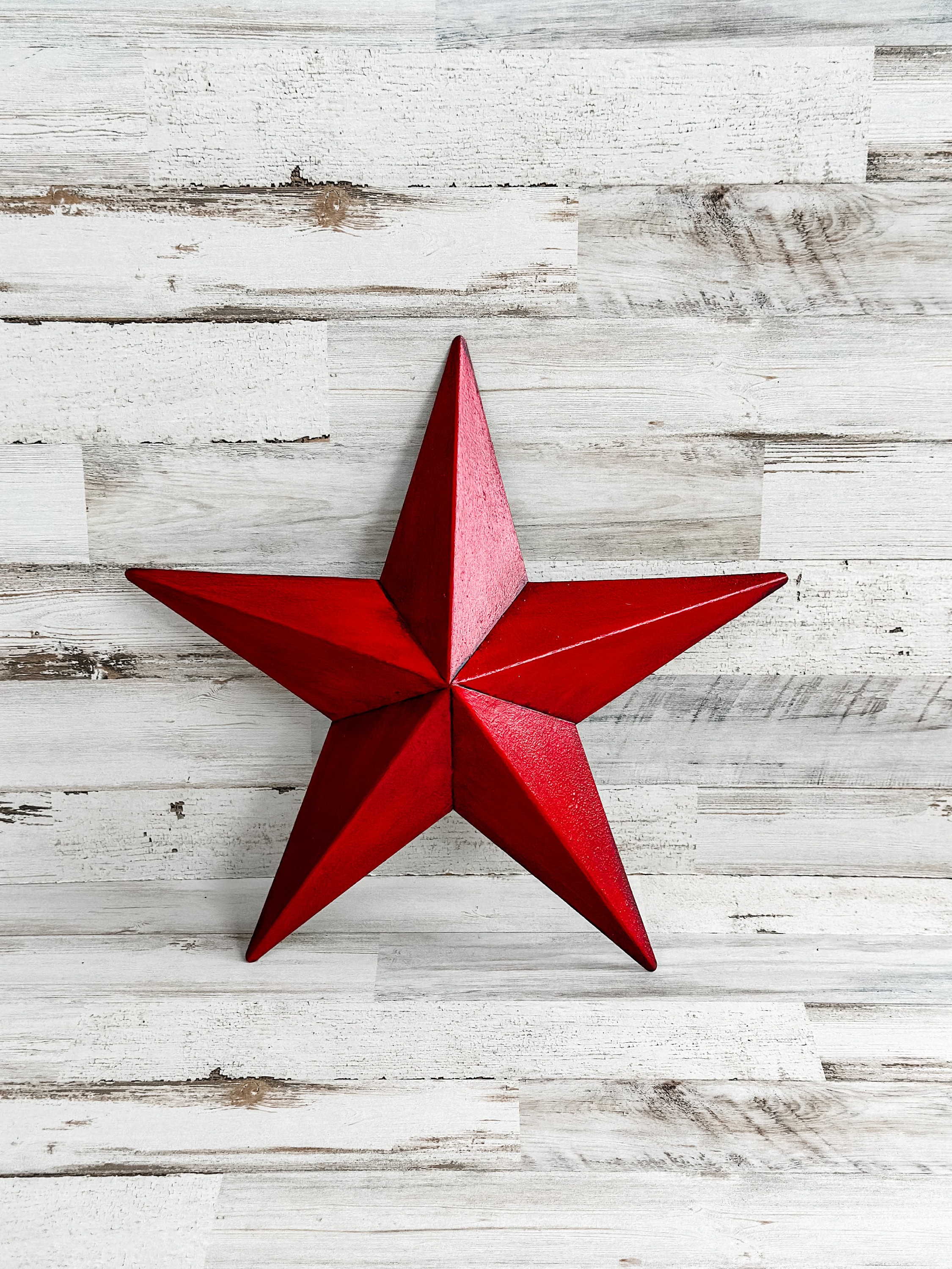 Red Hand-painted Metal Star, Patriotic Entryway Wall Collage Decor ...