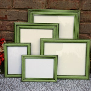 Wood Picture Frame Set, Green Wooden Vintage Photo Frames, Country Kids ...