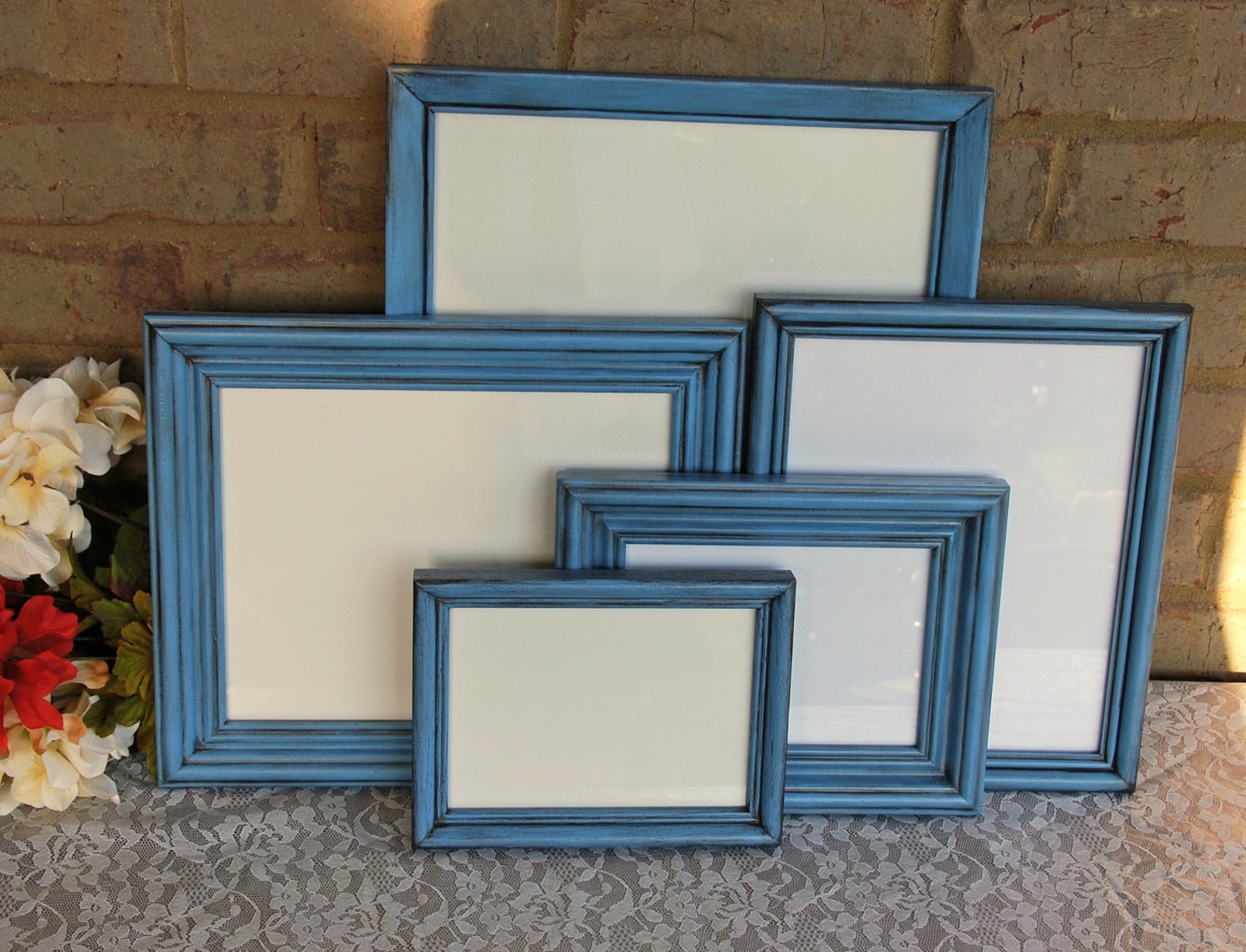 Navy Blue Wood Picture Frame Set Wooden Vintage Photo Frames - Etsy