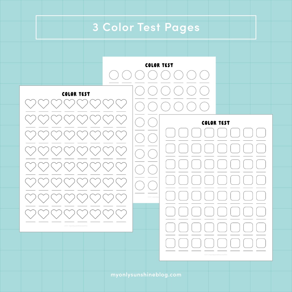 Color and Pattern Test Pages, 6 Printable Charts (PDF Download) - Etsy