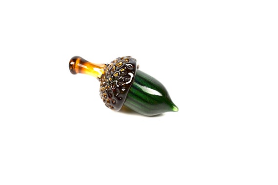 Acorn in Forest Green Solid Hand Sculpted Glass Acorn - Etsy