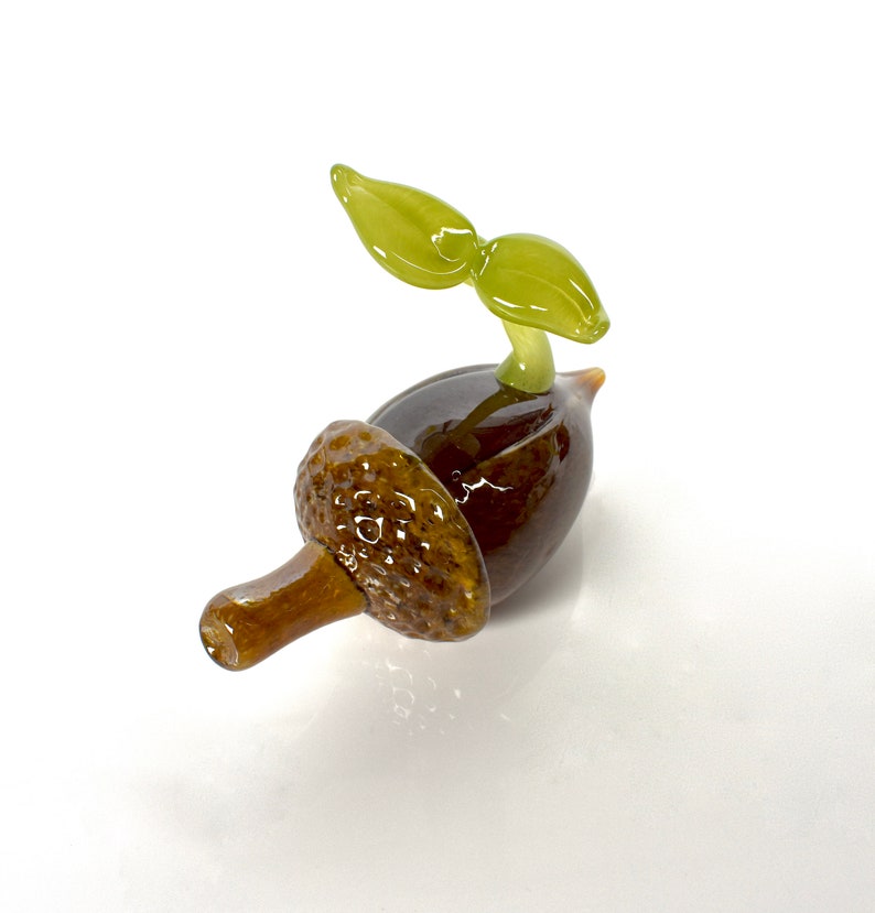 Glass Acorn Sprout Solid Hand Sculpted Glass Oak Acorn | Etsy