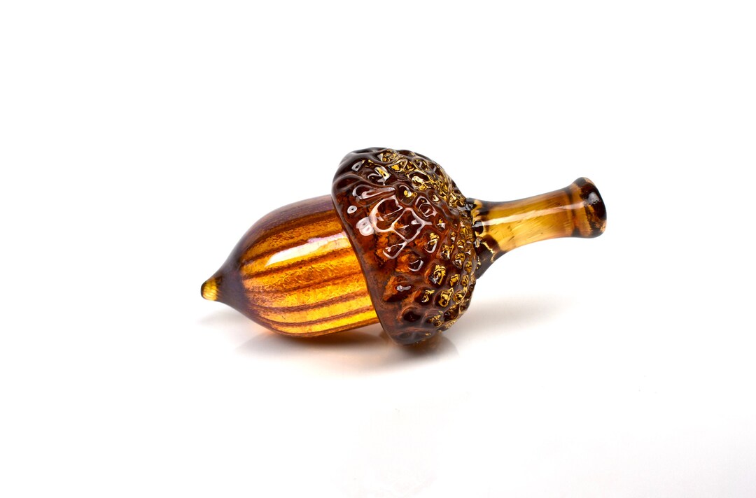 Hand Sculpted Glass Acorn: Striped Fall Decor, Nature Sculpture - Etsy