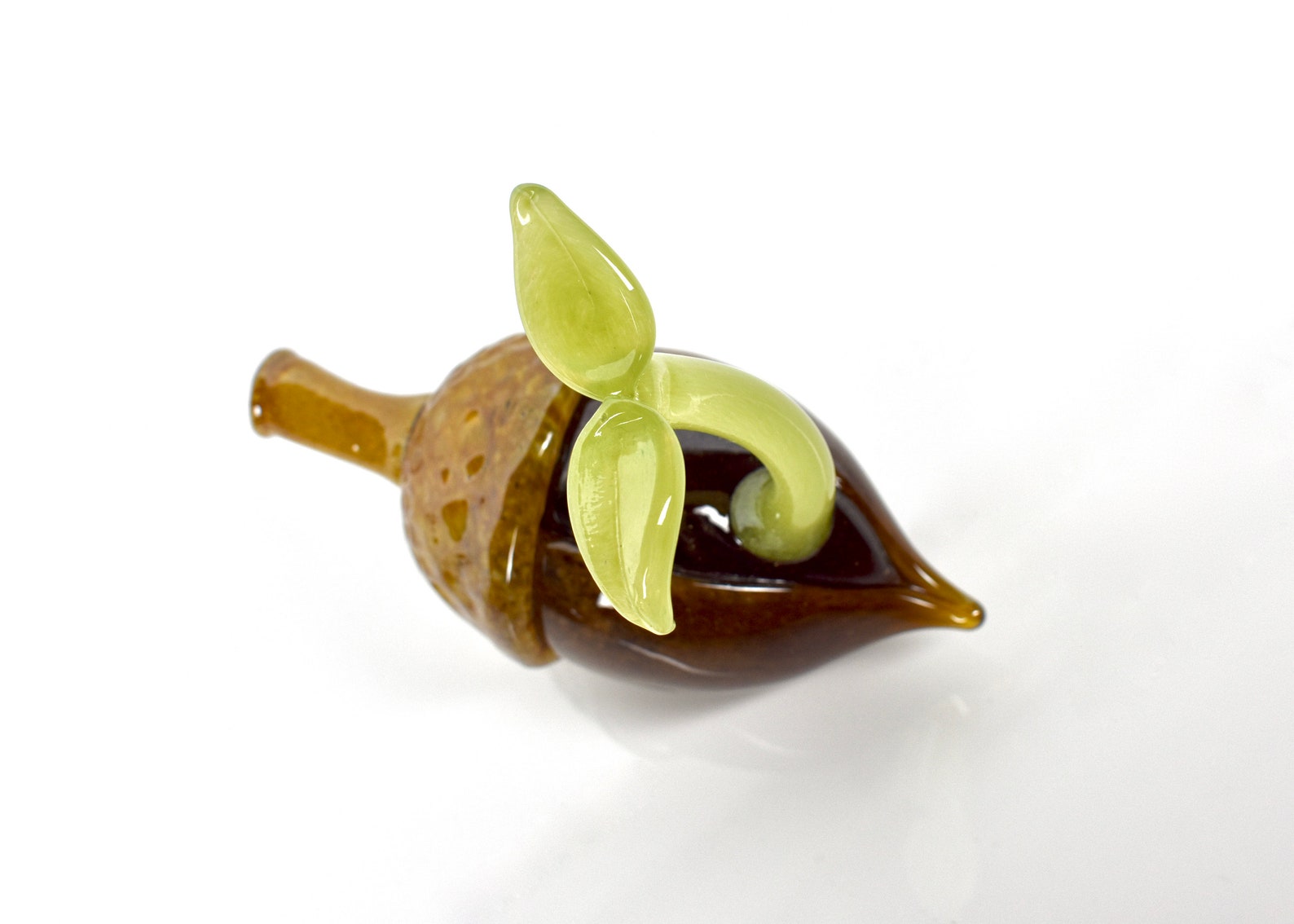 Glass Acorn Sprout Solid Hand Sculpted Glass Oak Acorn | Etsy