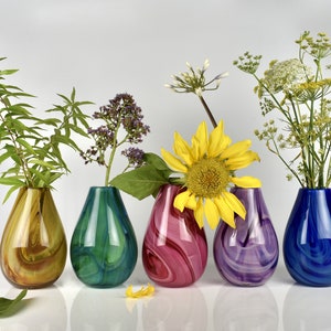 Blue Swirl Vase- Hand Blown Glass Vase, Swirled, Colorful, Wavy, Flower ...