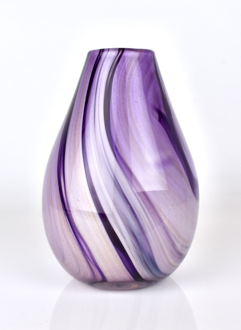 Purple Swirl Vase Hand Blown Glass Vase Swirled Colorful - Etsy