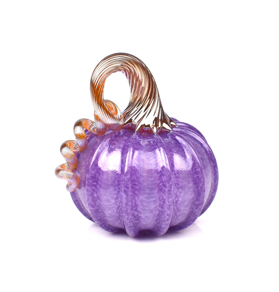 Baby Glass Pumpkin, Hand Blown Glass, Purple and Gold, Gourd, Fall ...