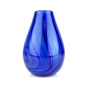 Blue Swirl Vase- Hand Blown Glass Vase, Swirled, Colorful, Wavy, Flower ...