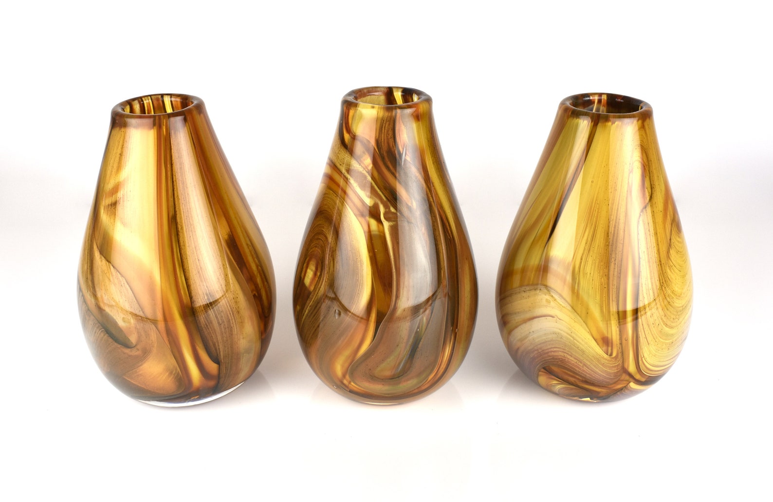 Gold Swirl Vase Hand Blown Glass Vase Swirled Colorful | Etsy