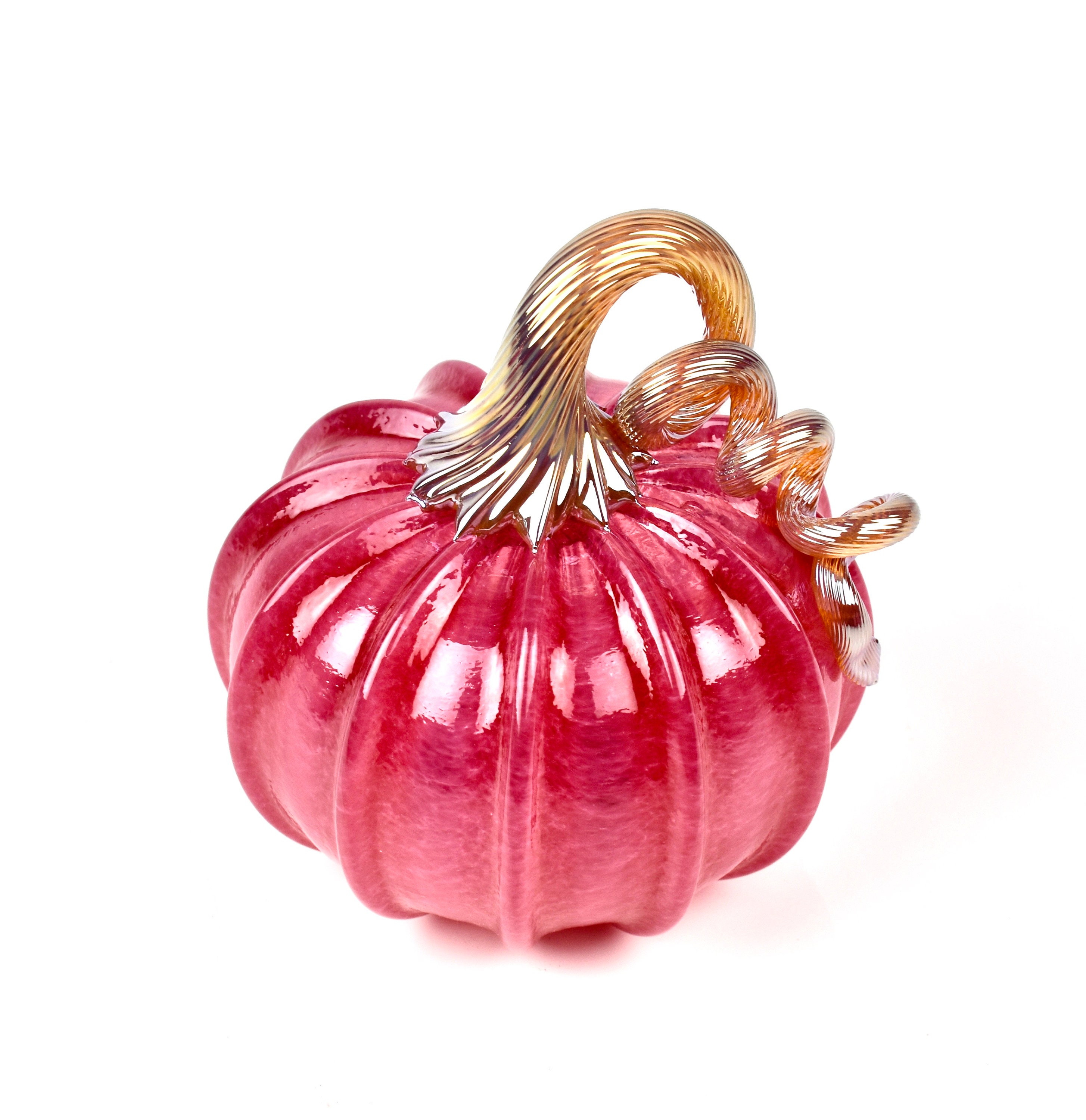 Baby Glass Pumpkin Hand Blown Glass Pink and Gold Gourd | Etsy