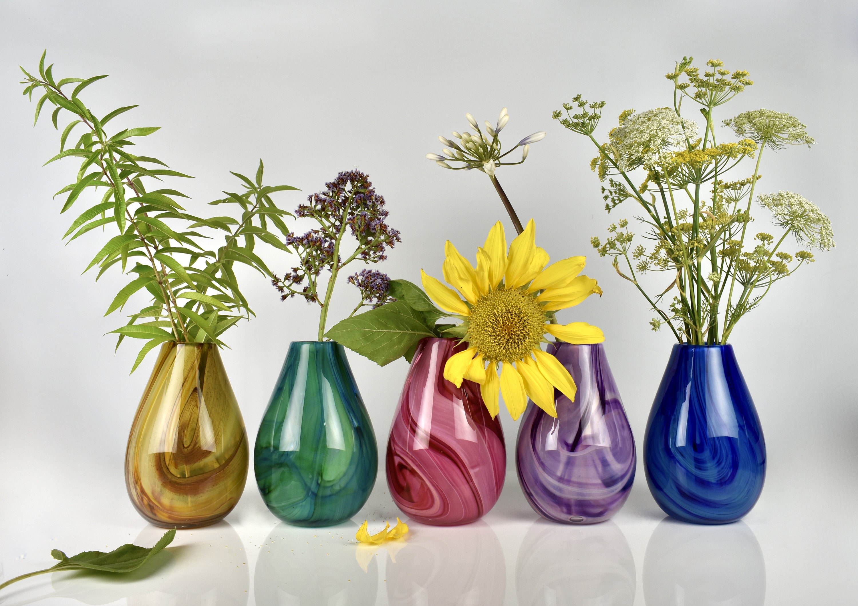 Gold Swirl Vase Hand Blown Glass Vase Swirled Colorful | Etsy