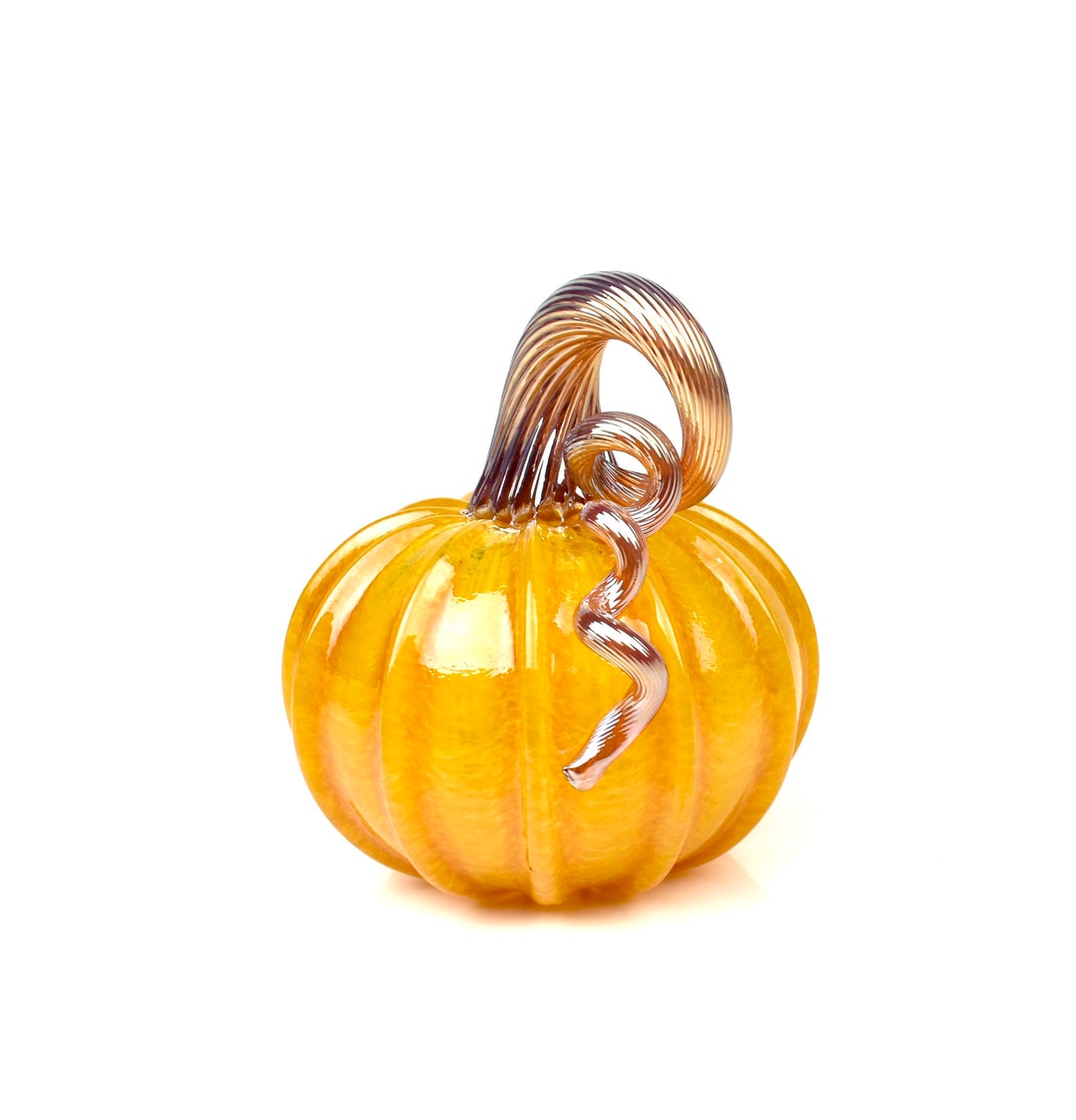 Hand Blown Glass Pumpkin: Golden Fall Decor, Harvest Gourd - Etsy