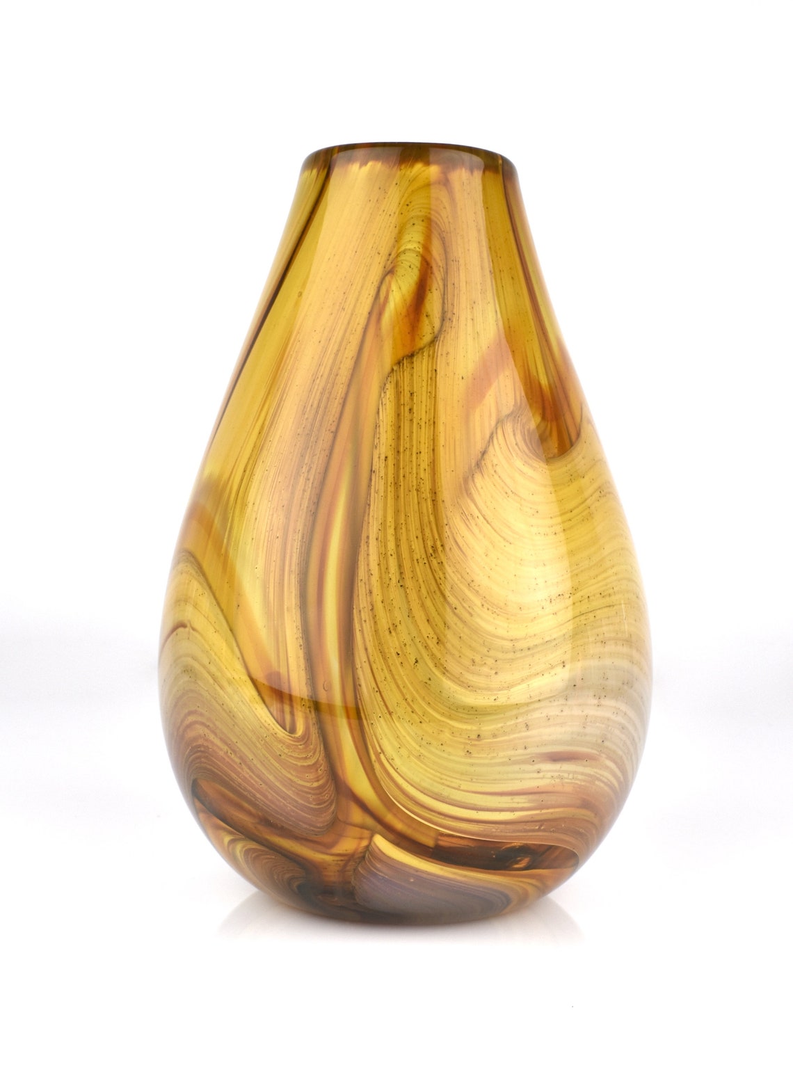 Gold Swirl Vase Hand Blown Glass Vase Swirled Colorful | Etsy