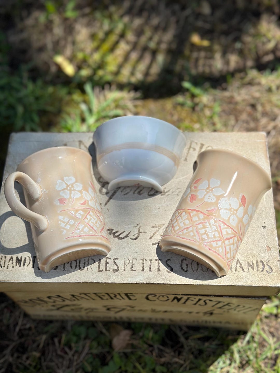 Cut in Half Vintage Beige Tall Half Cups, From England Paired With ...
