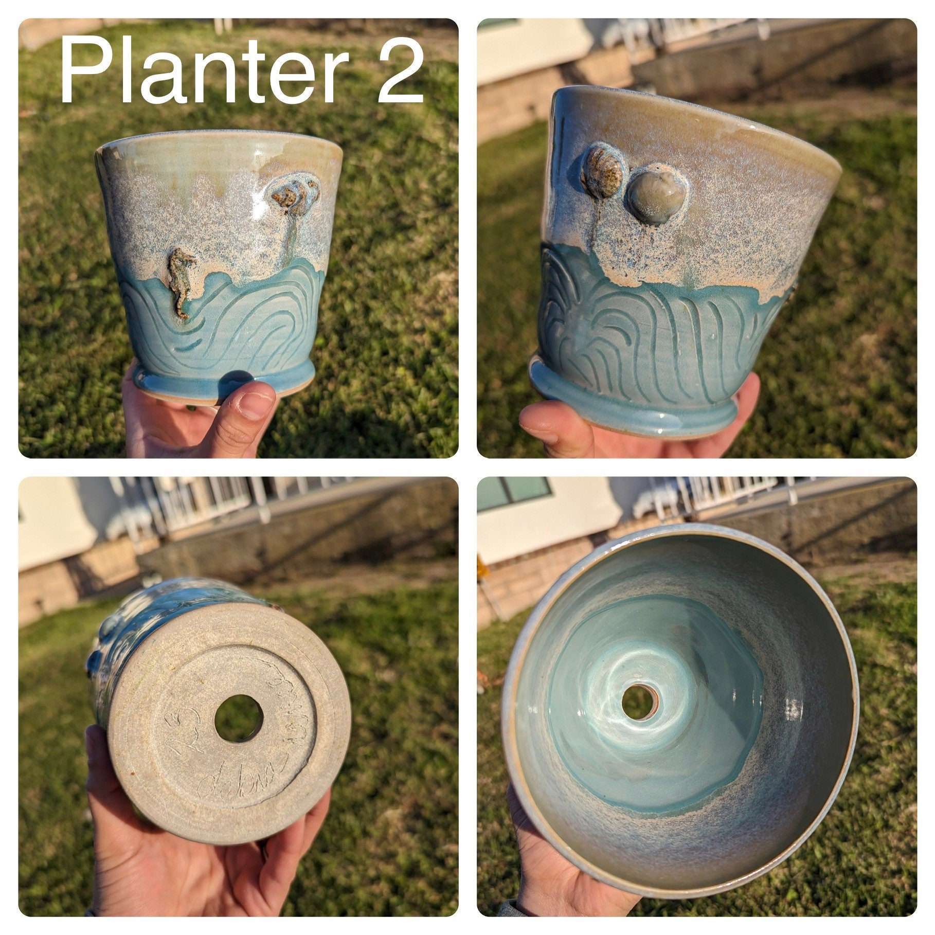BEACH GLAZE COLLECTION Planters, Wheel Thrown Pottery Beach Seashore ...