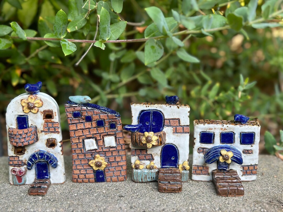Miniature Ceramic Houses - Small Whimsical Pottery Cottages, Brick ...