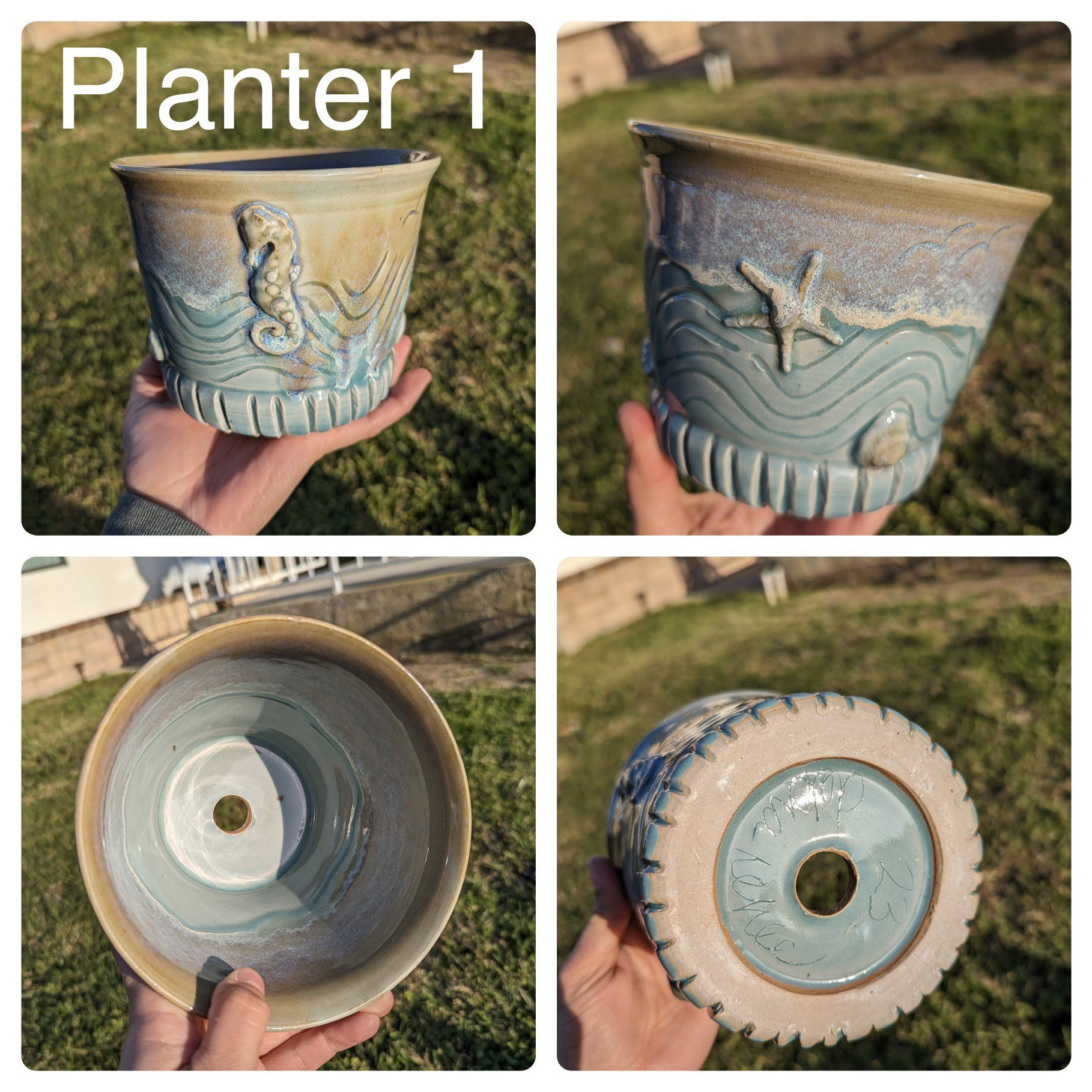 BEACH GLAZE COLLECTION Planters, Wheel Thrown Pottery Beach Seashore ...