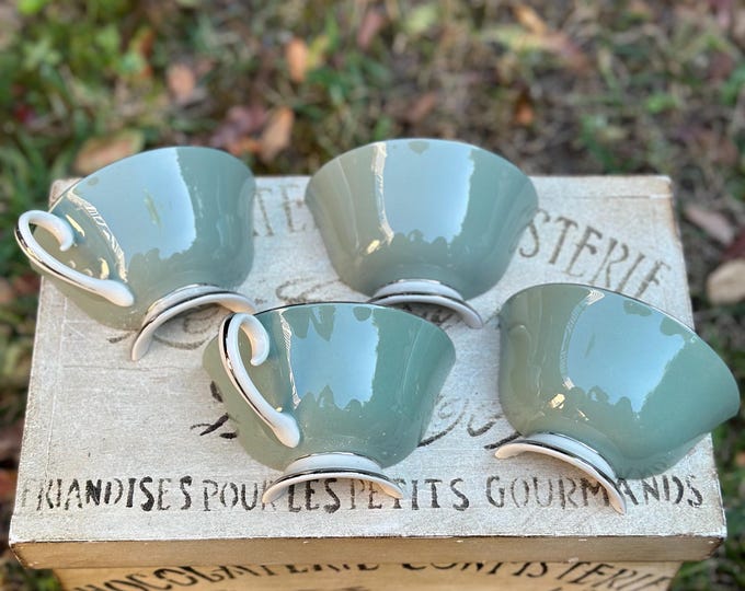 Cut in Half Vintage Green Half Cups, Beautiful Half Cups in Light Green ...