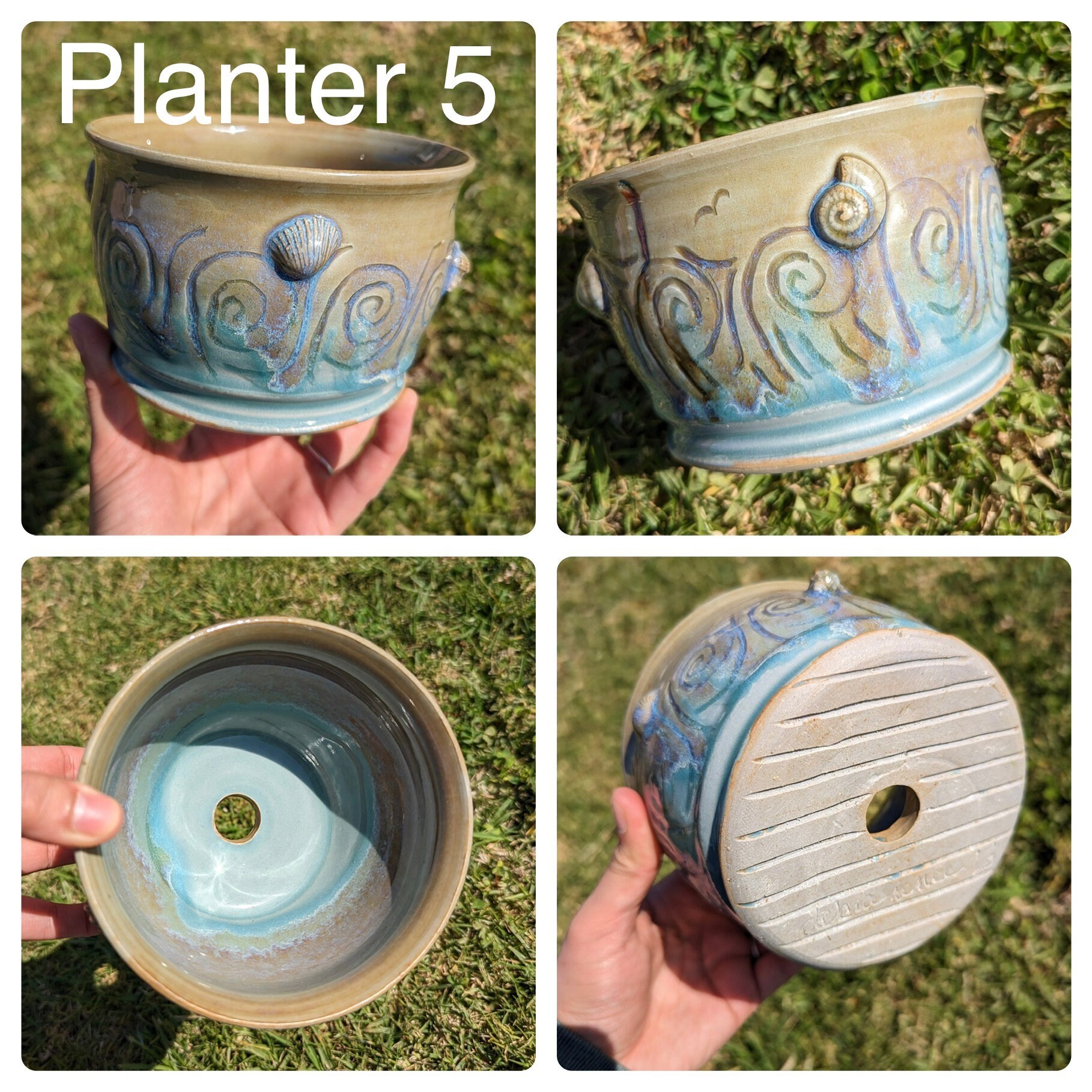 BEACH GLAZE COLLECTION Planters, Wheel Thrown Pottery Beach Seashore ...