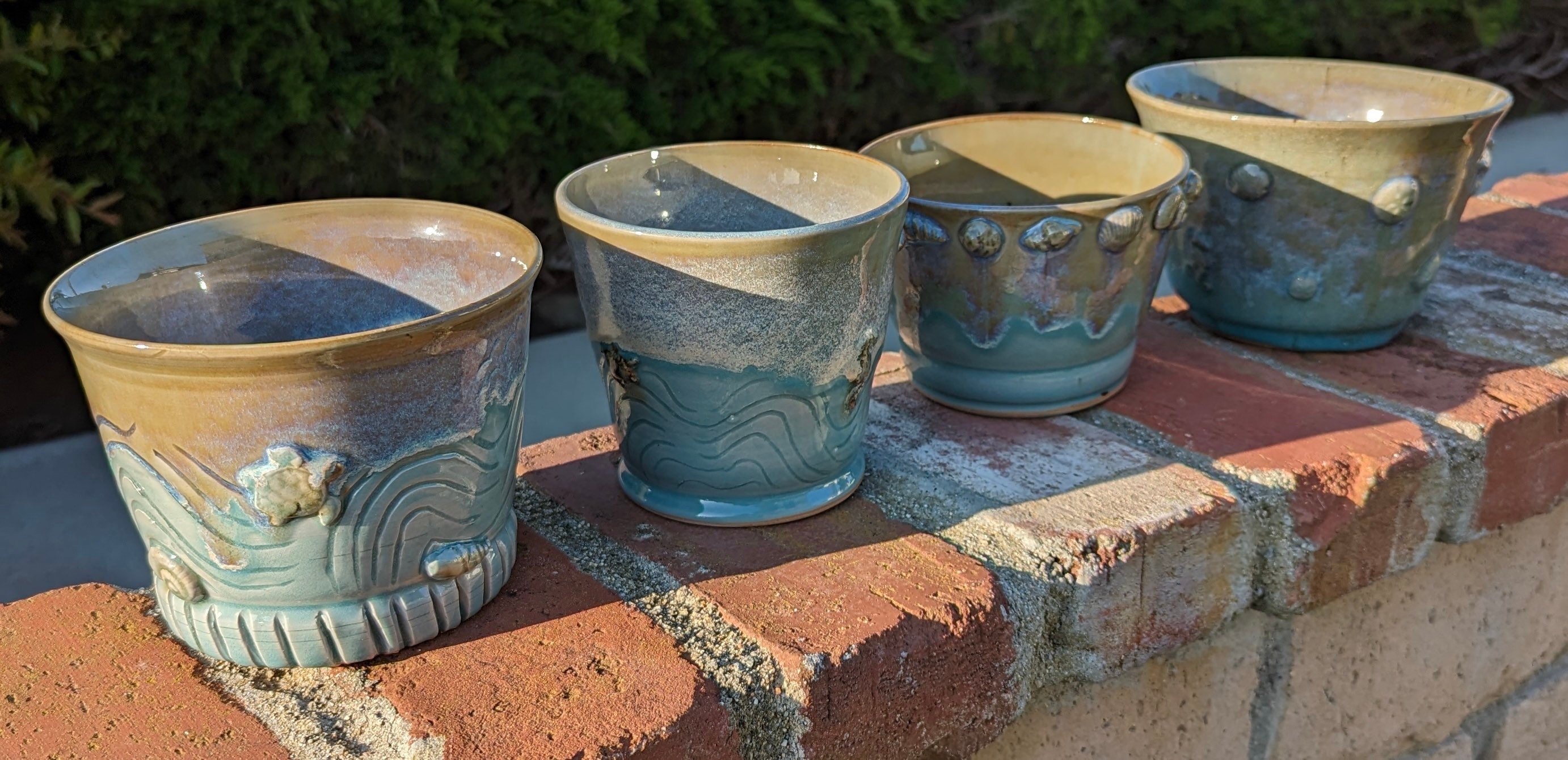 BEACH GLAZE COLLECTION Planters, Wheel Thrown Pottery Beach Seashore ...