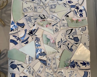 Broken China, 1.12 Pounds , BLUE and White Vintage Transfer Ware ...