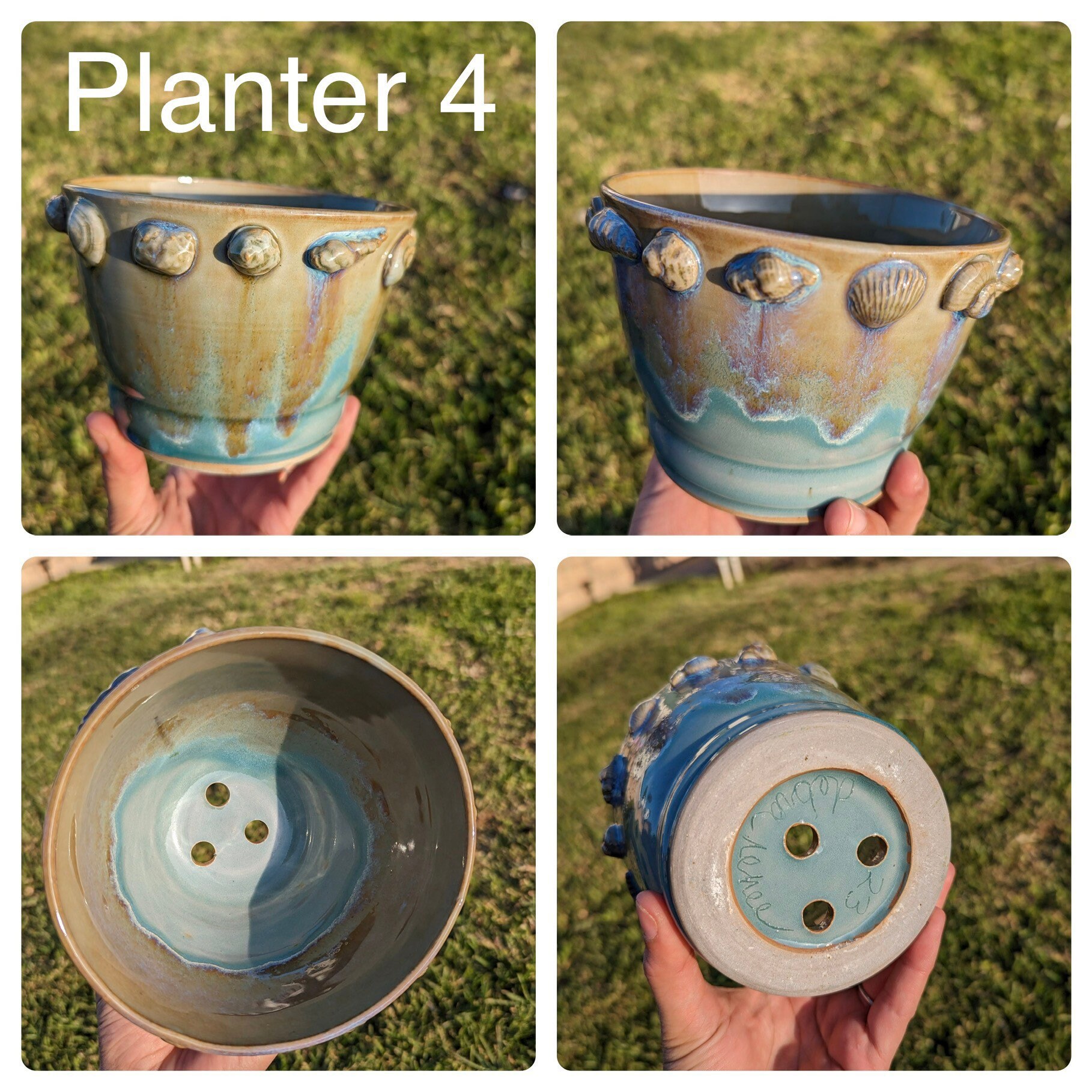 BEACH GLAZE COLLECTION Planters, Wheel Thrown Pottery Beach Seashore ...