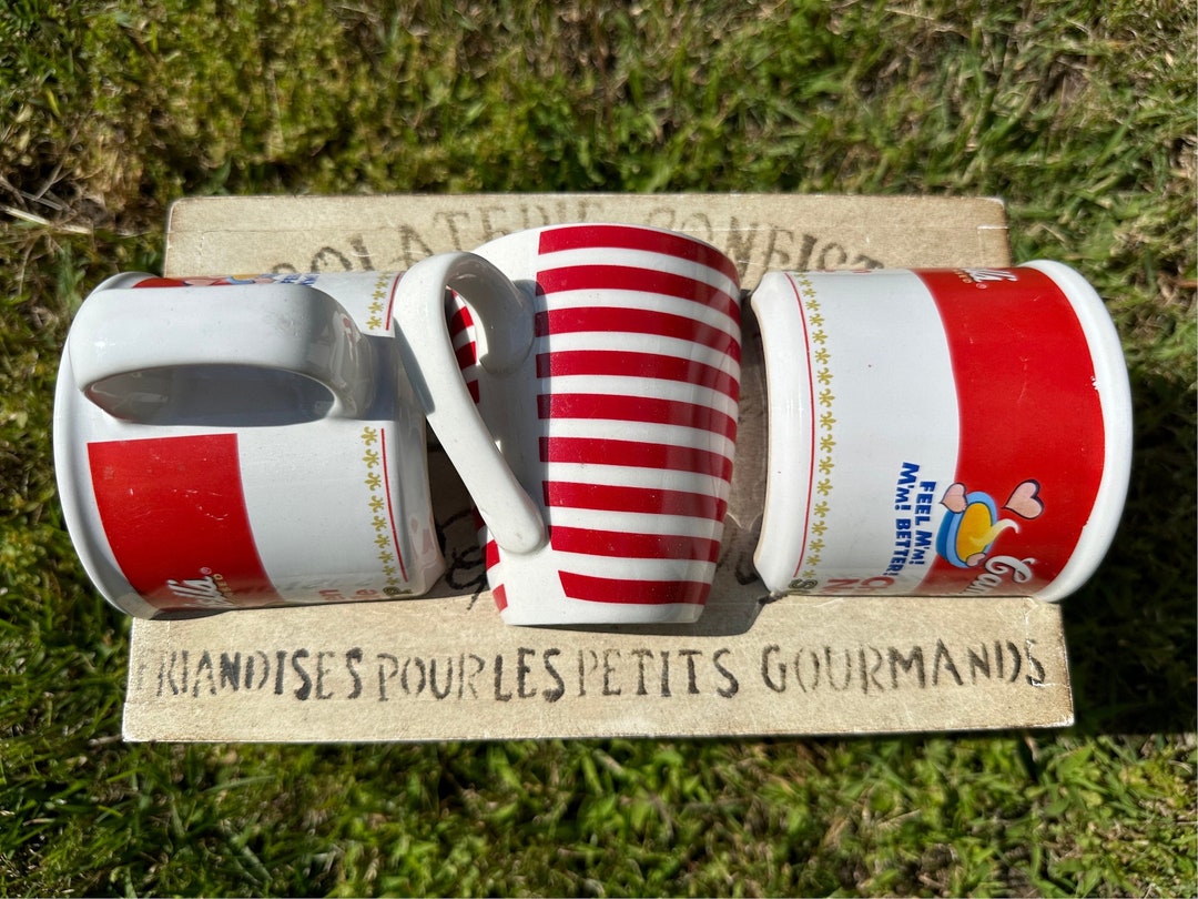 Cut in Half Red and White Striped Coffee/tea Half Mugs Paired With ...