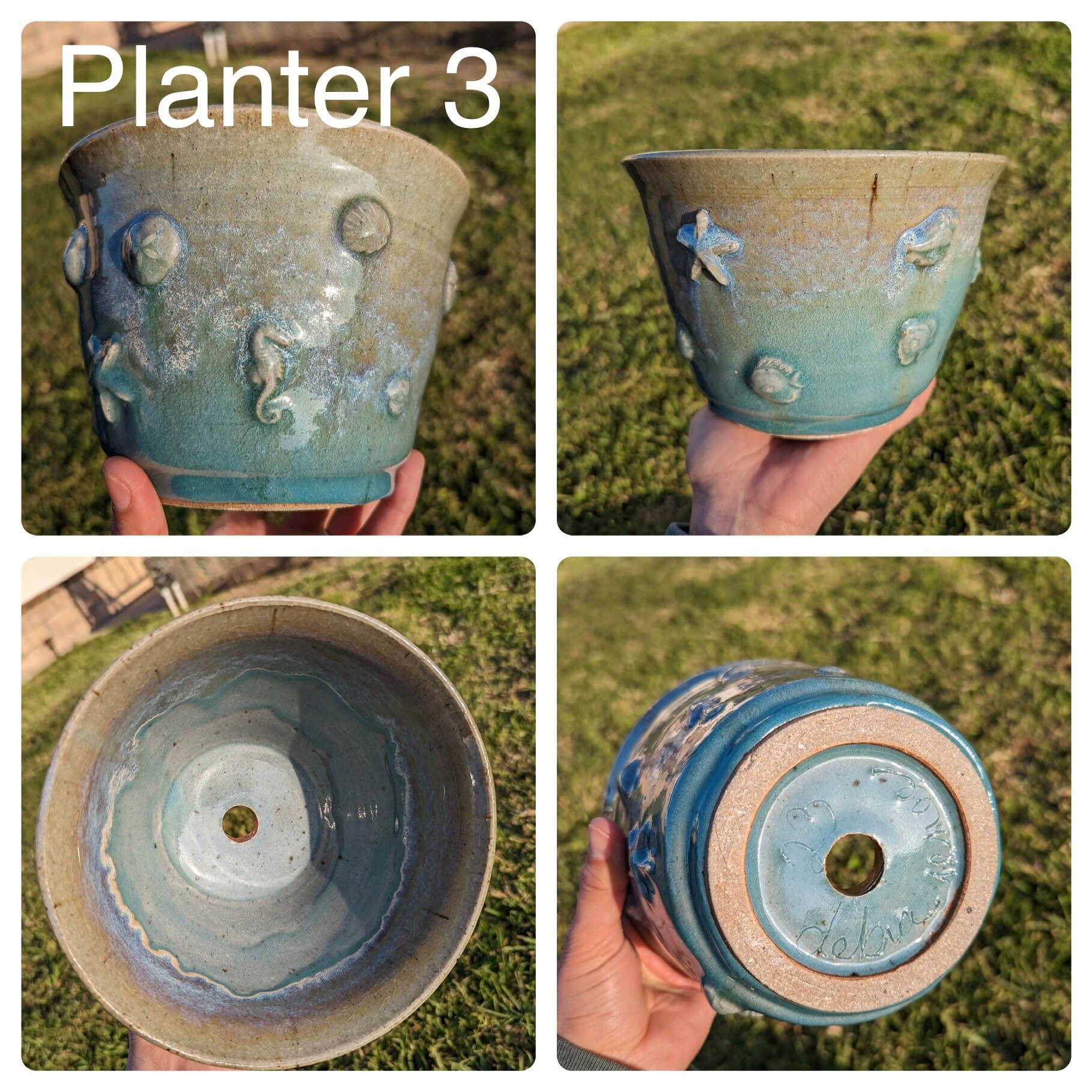 BEACH GLAZE COLLECTION Planters, Wheel Thrown Pottery Beach Seashore ...