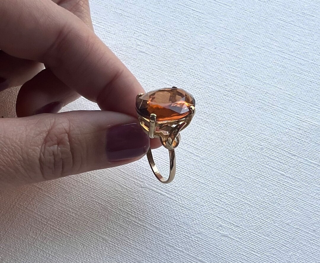 Vintage Sarah Coventry Gold Tone Amber Brown Rhinestone Statement ...