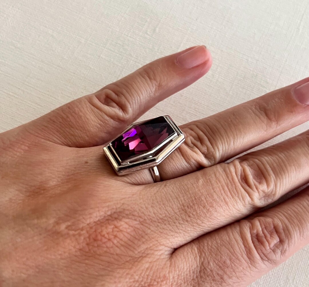 Vintage Sarah Coventry 1973 reflections Purple Coffin Rhinestone ...