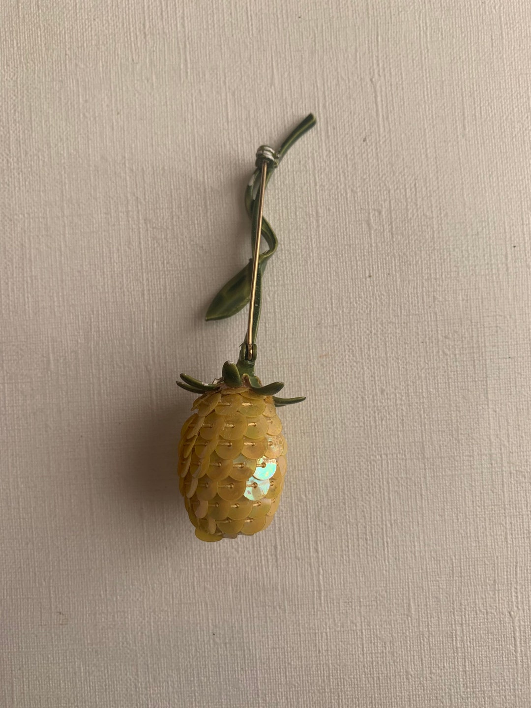 Vintage Yellow Sequin Pineapple Fruit Brooch - Etsy