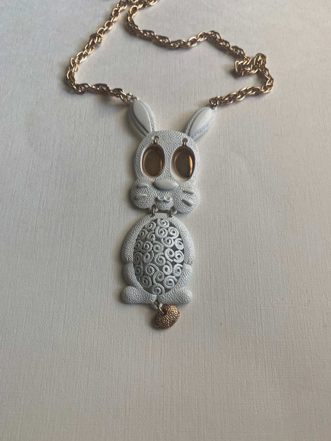 Vintage Emmons White Enamel Rabbit Pendant Necklace - Etsy