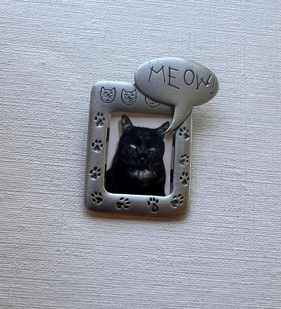 Vintage JJ Silver Tone Cat Paws Meow Picture Frame Brooch - Etsy