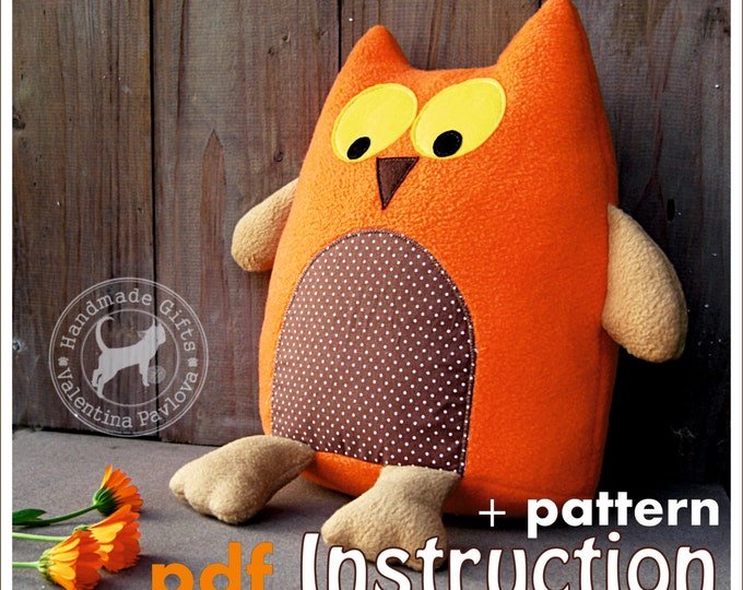 Sleepy Owl Soft Toy PDF Sewing Pattern and Tutorial DIY Owl Softie ...
